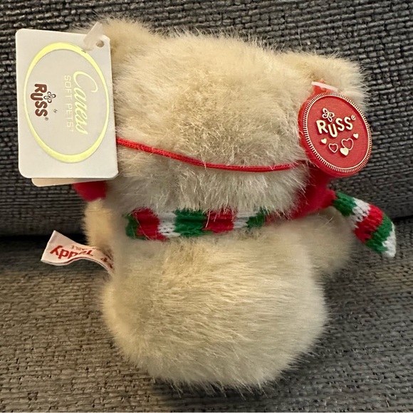 Russ | Toys | Vtg Russ Tuff Teddy Bear Plush 6 Earmuffs Red Green Scarf ...